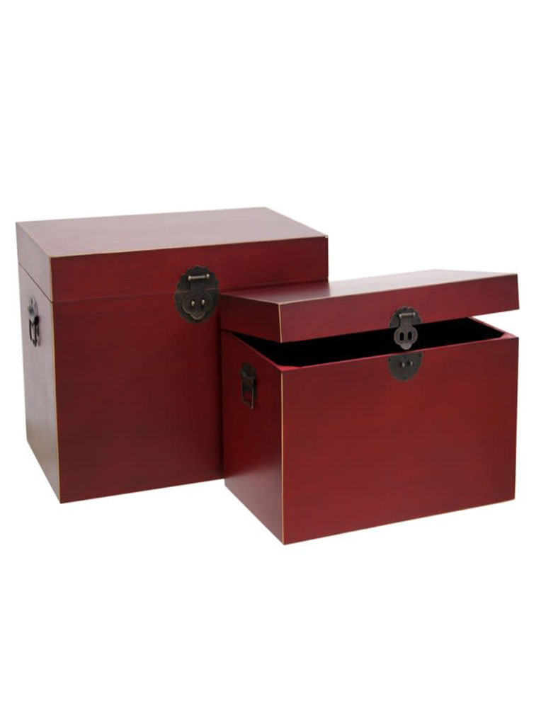 Set de 2 Baúles Xianxi Rojos: Belleza Oriental para tu Dormitorio